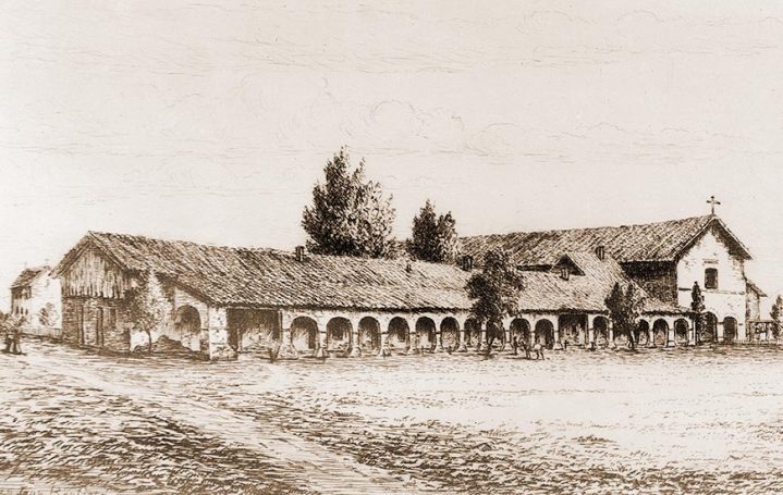 Turn of the Century Drawing of the Mission San Juan Bautista ...
